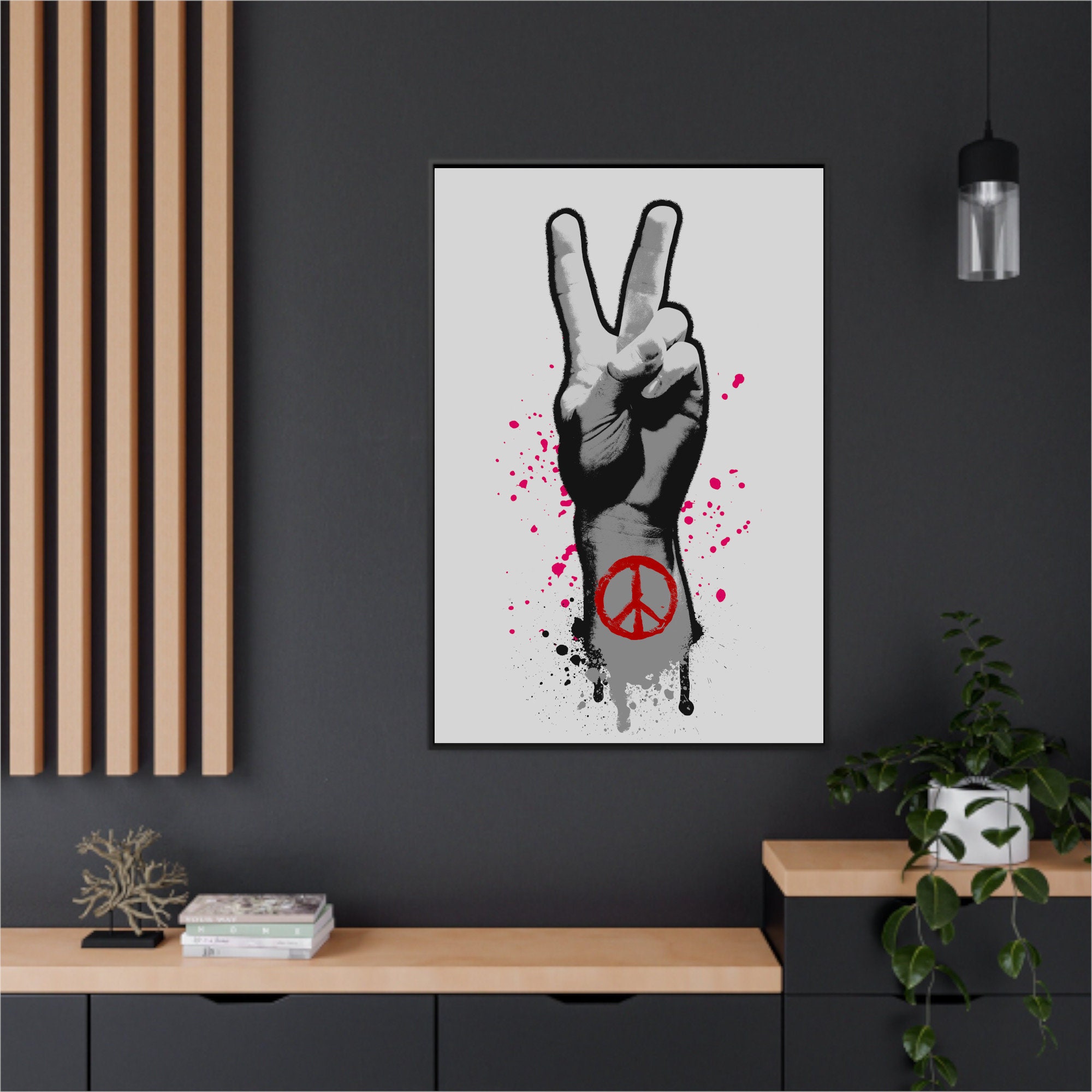Peace Art Print: CND Tattoo Symbol, Peace Gesture Wall Decor, Peace ...