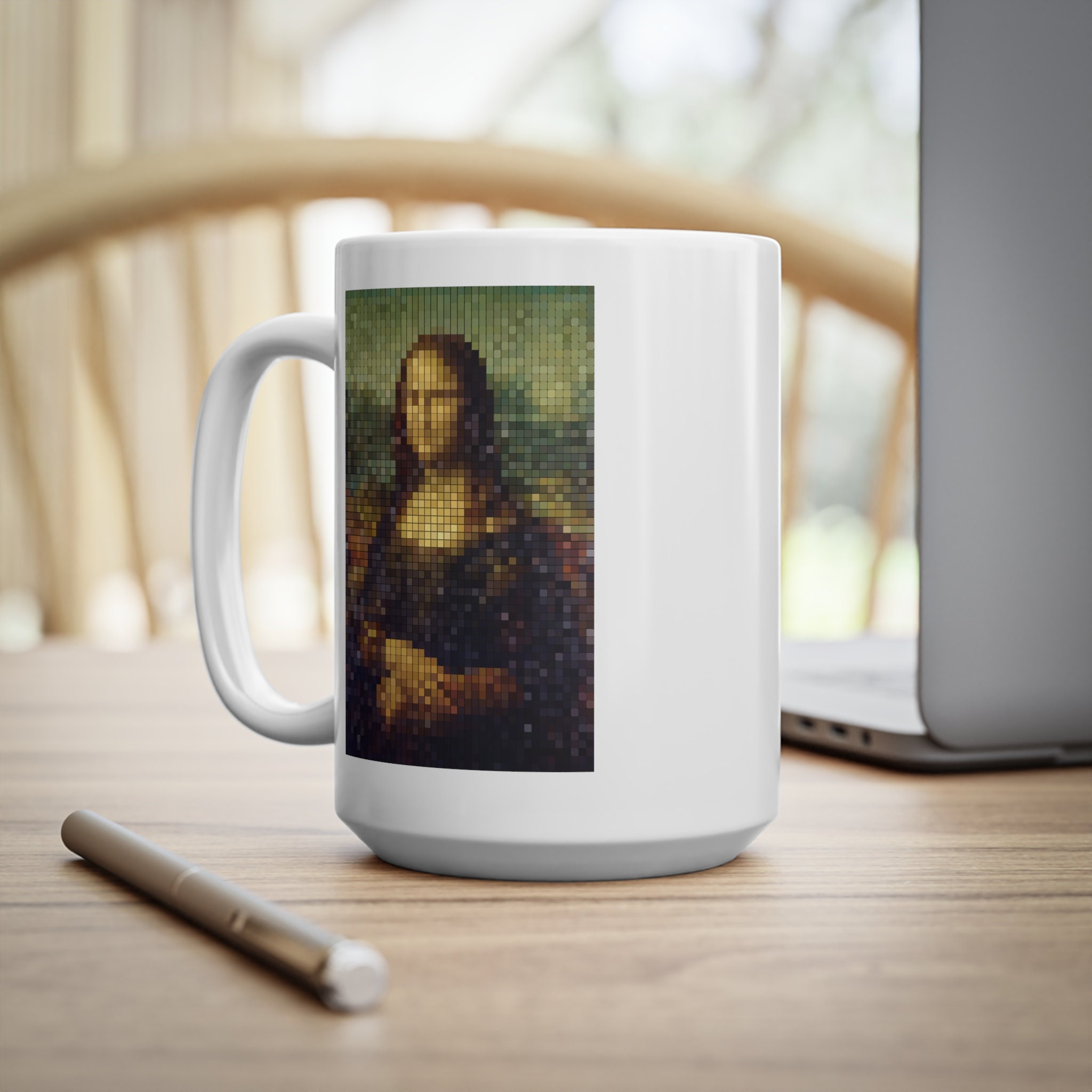Mona Lisa Pixel Art Mug Unique Digital Image on Ceramic Cup for Art ...