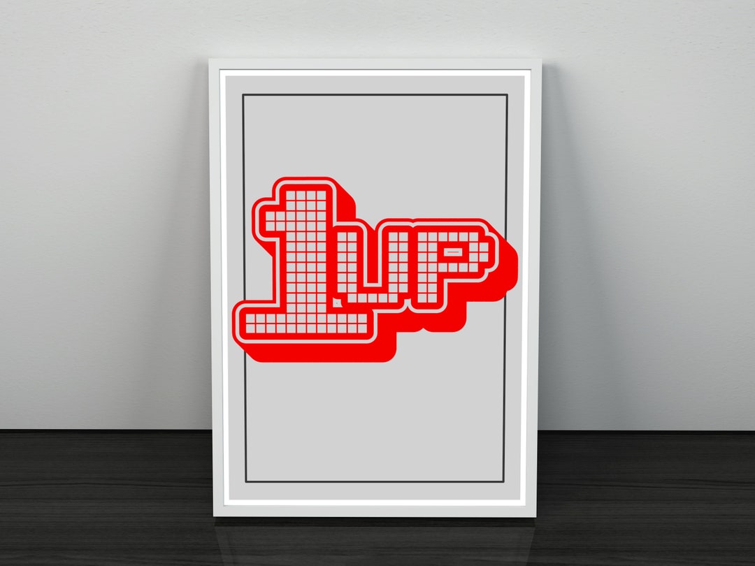 1up Retro Arcade Print Red Large Logo for Gaming Enthusiasts - Etsy