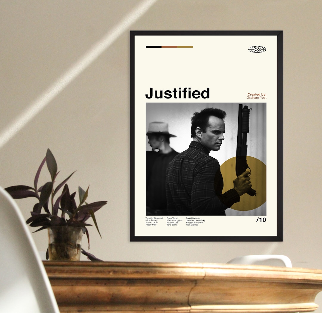 Justified Poster, Graham Yost, Minimalist Art, Modern Vintage, Movie ...