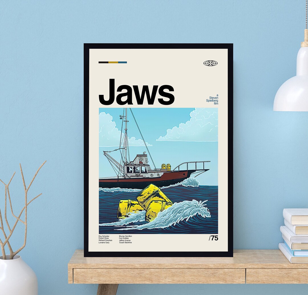 Jaws Movie Poster, Jaws Print, Steven Spielberg, Retro Poster ...