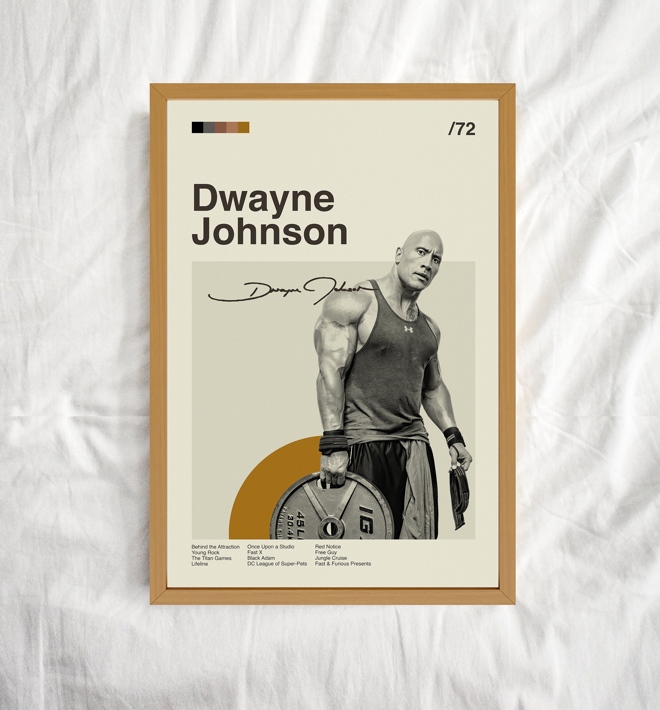 Vintage Dwayne Johnson Poster, Mid Century Art, Minimalist Art, Retro ...
