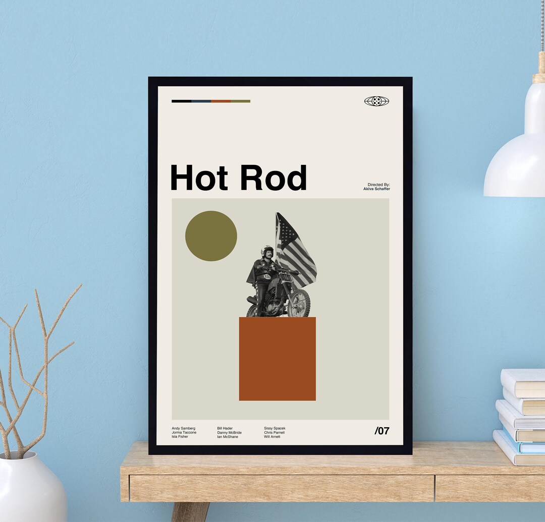 Hot Rod Poster, Hot Rod Movie Poster, Midcentuty Art, Minimalist Art ...