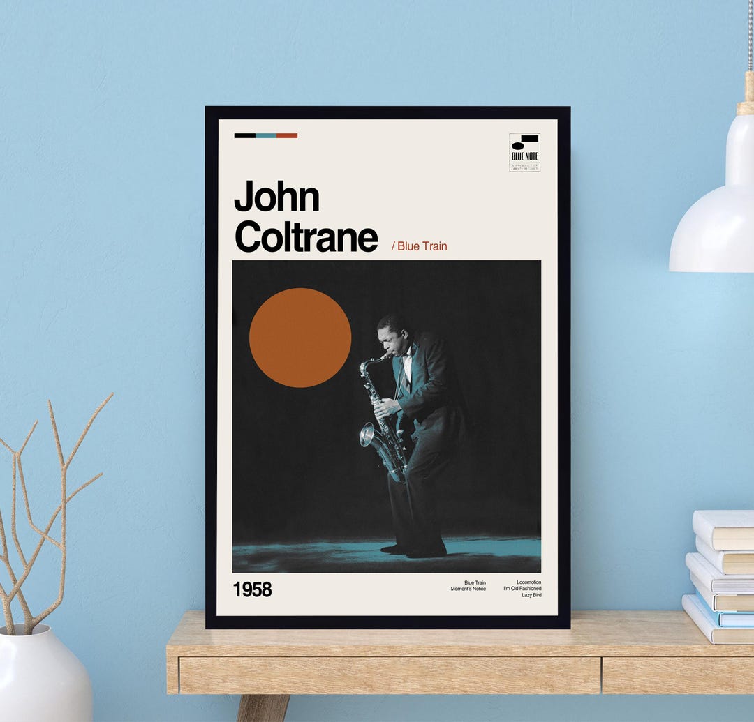 John Coltrane Music Poster, Blue Train, John Coltrane Poster, Blue ...