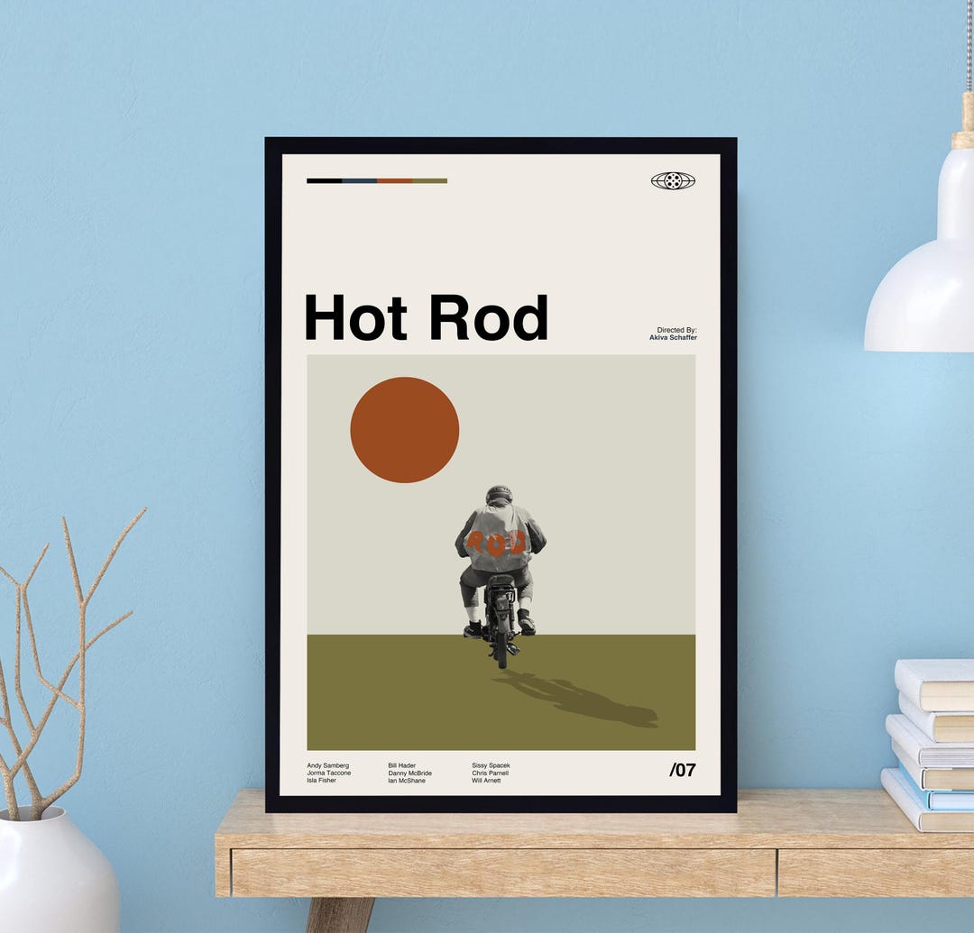 Hot Rod Poster, Hot Rod Movie Poster, Midcentuty Art, Minimalist Art ...