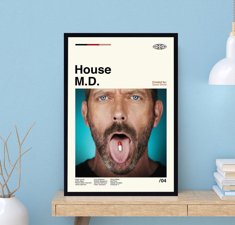 House MD Tv Series Poster, Tv Series Poster, Retro Movie Poster ...