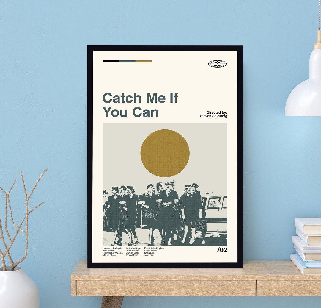 Catch Me If You Can Poster, Steven Spielberg, Retro Movie Poster ...