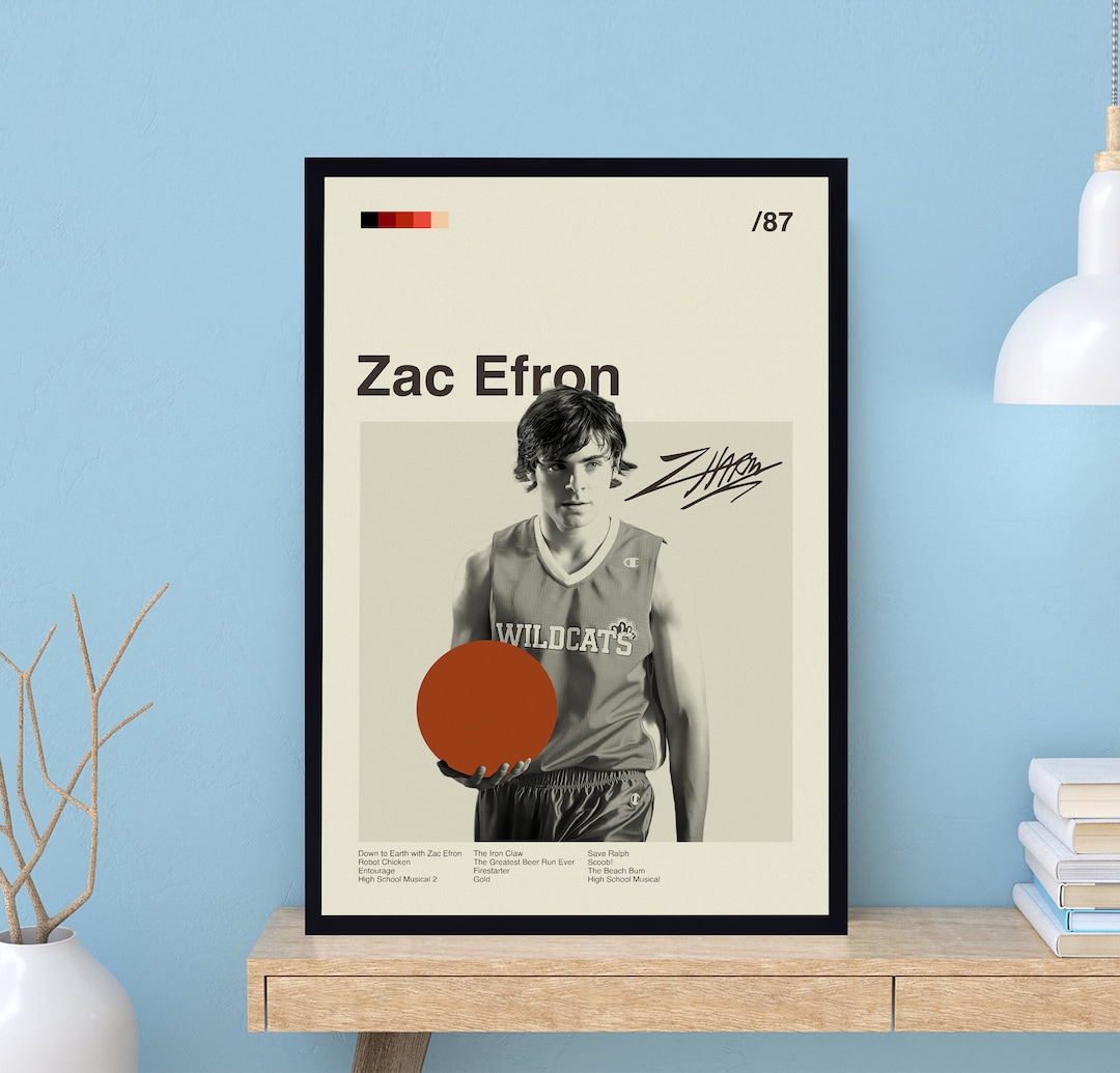Vintage Zac Efron Poster, Mid Century Art, Minimalist Art, Retro Poster ...