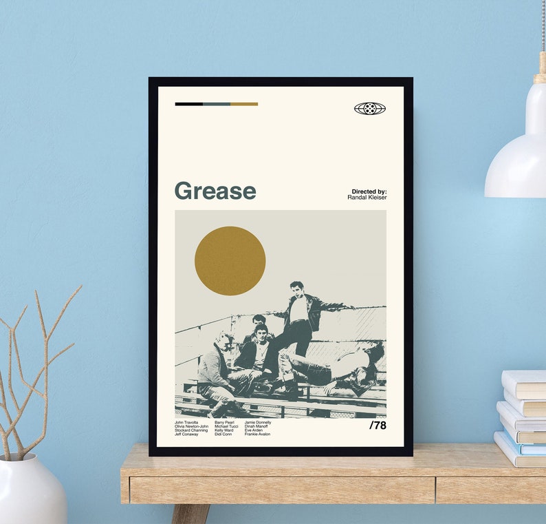 Grease Movie Poster, Randal Kleiser, Retro Movie Poster, Abstract ...