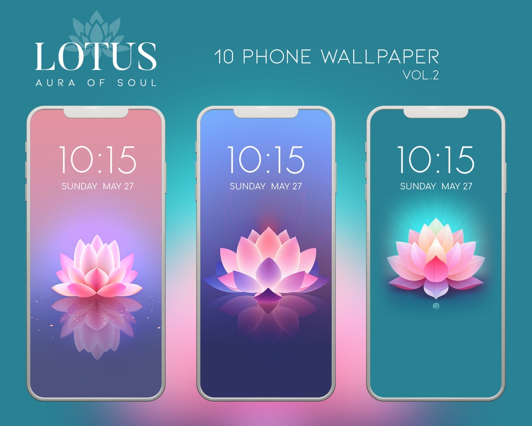 Lotus Aura Phone Wallpaper Vol.2, Smartphone Lotus Wallpaper Set, iPhone Aesthetic Background ...