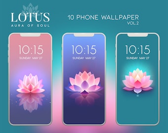 Lotus Aura Phone Wallpaper Vol.1, Smartphone Lotus Wallpaper Set, iPhone Aesthetic Background ...