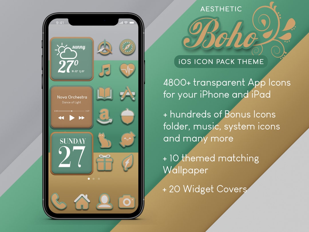 Boho Aesthetic iPhone Icon Pack, Ios Theme, App Icons, Icon Pack Set ...
