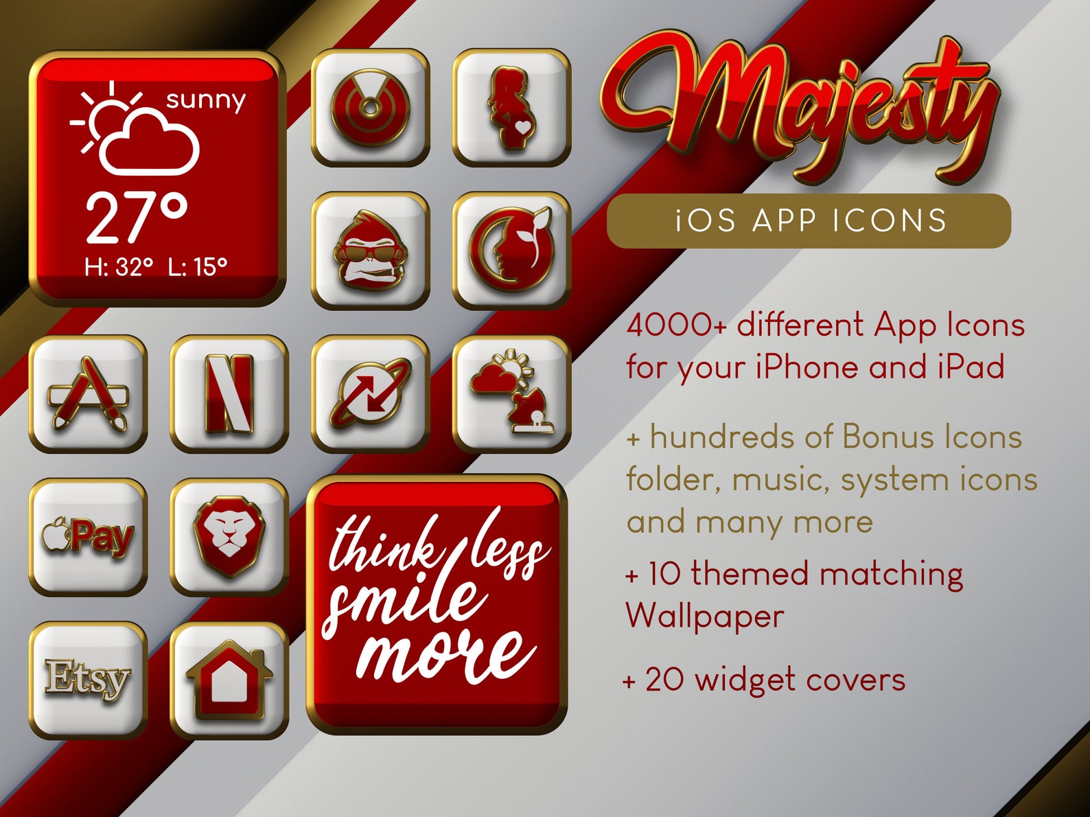 Majesty iPhone Icons , Ios Theme, App Icons, Icon Pack Set, Ios 16 ...