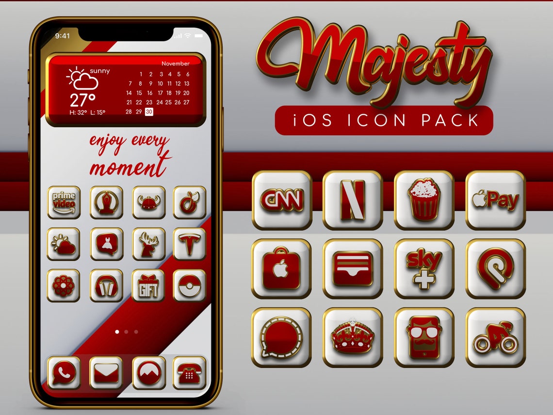Majesty iPhone Icons , Ios Theme, App Icons, Icon Pack Set, Ios 16 ...