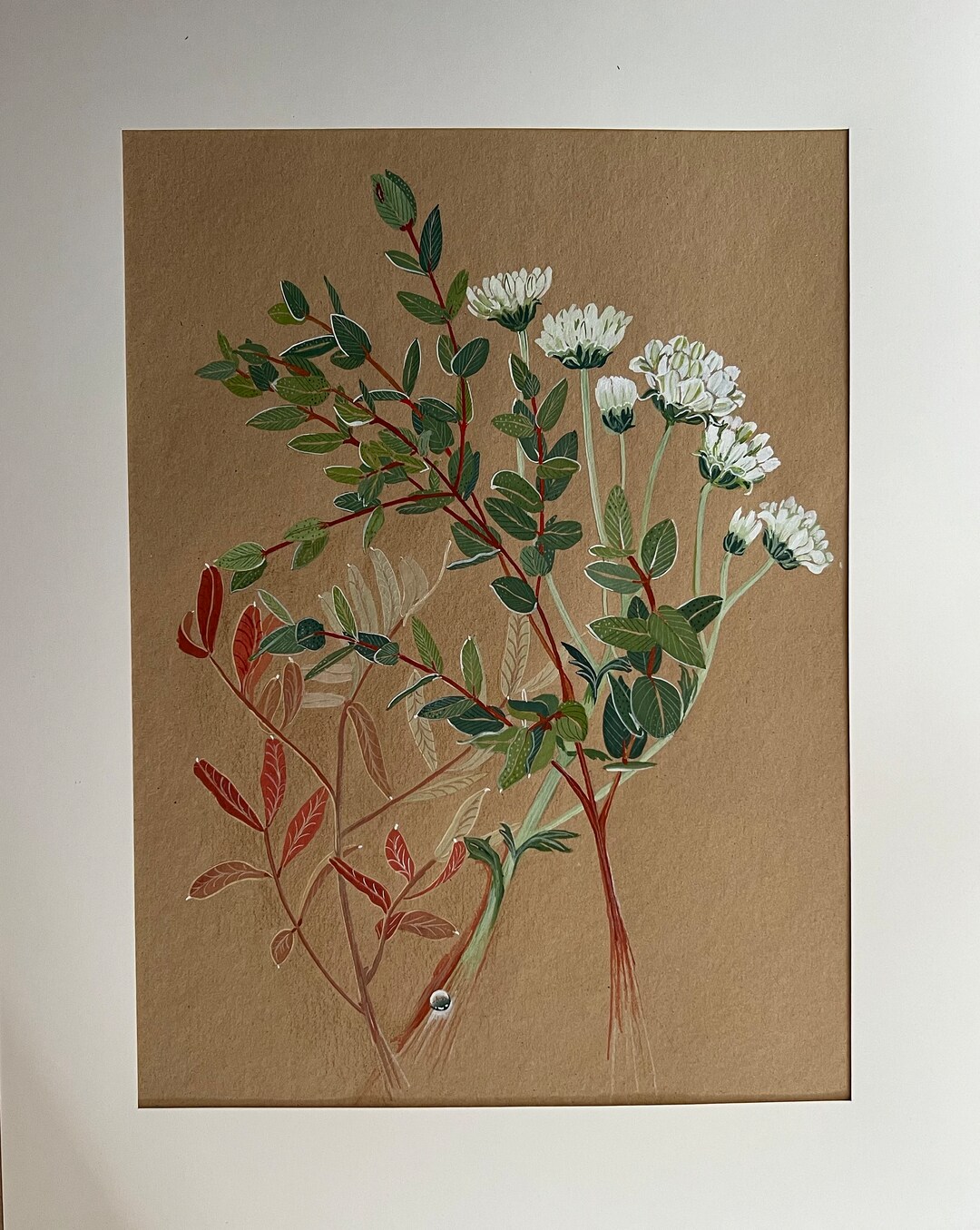 Flowers, Painting, Watercolor, Gouache, Kraft Paper, White Flowers ...
