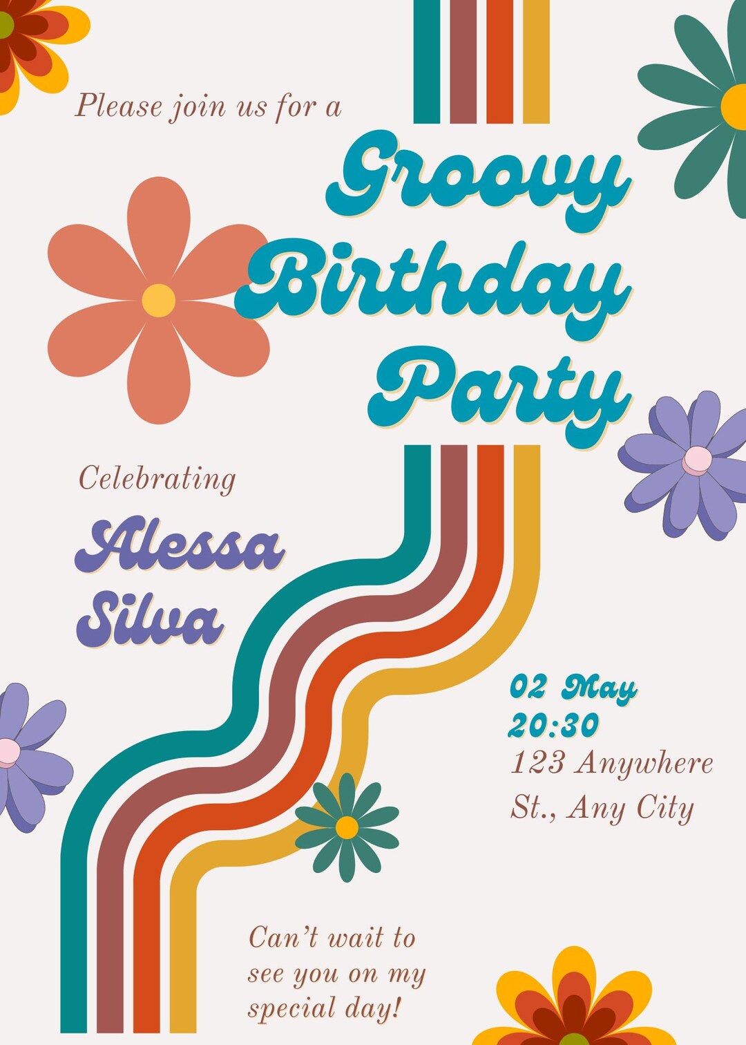 Groovy Birthday Customizable Invite - Etsy