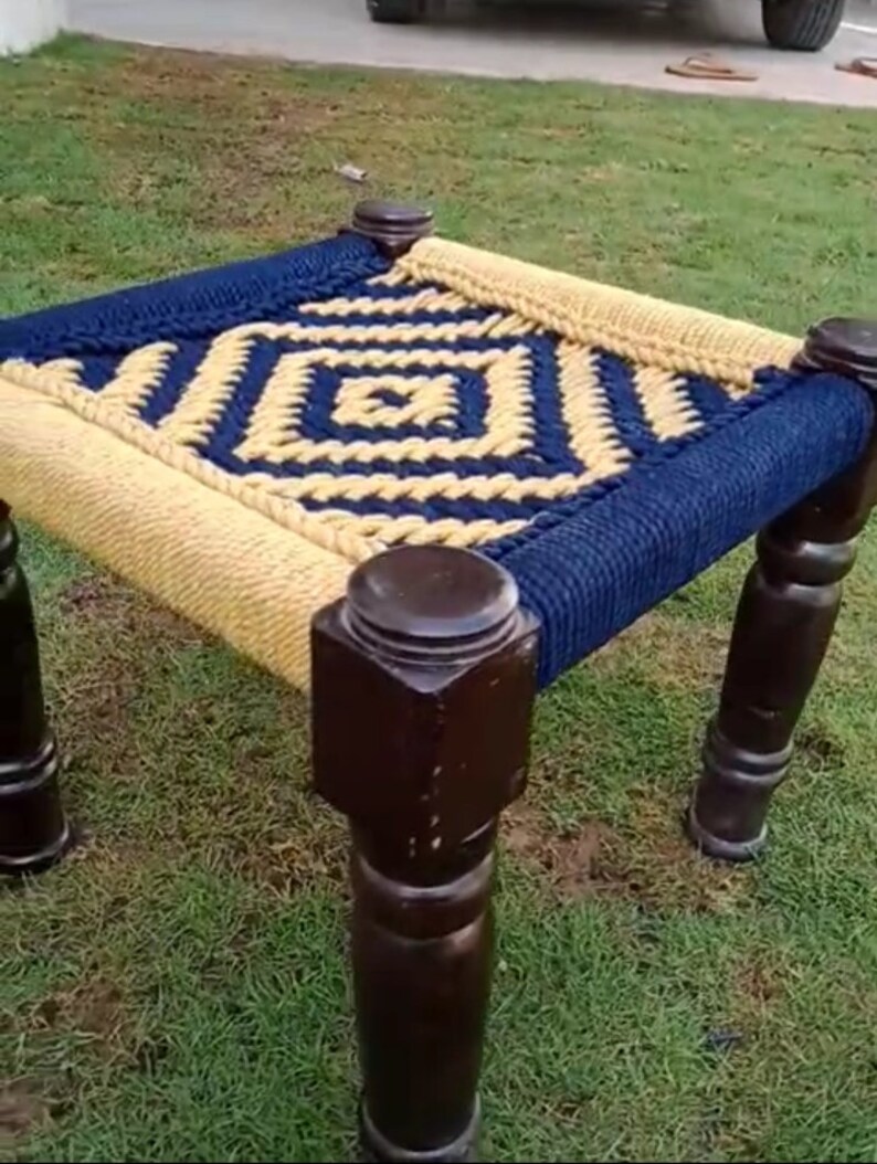 Wooden Rope Charpai Pida Stool - Etsy