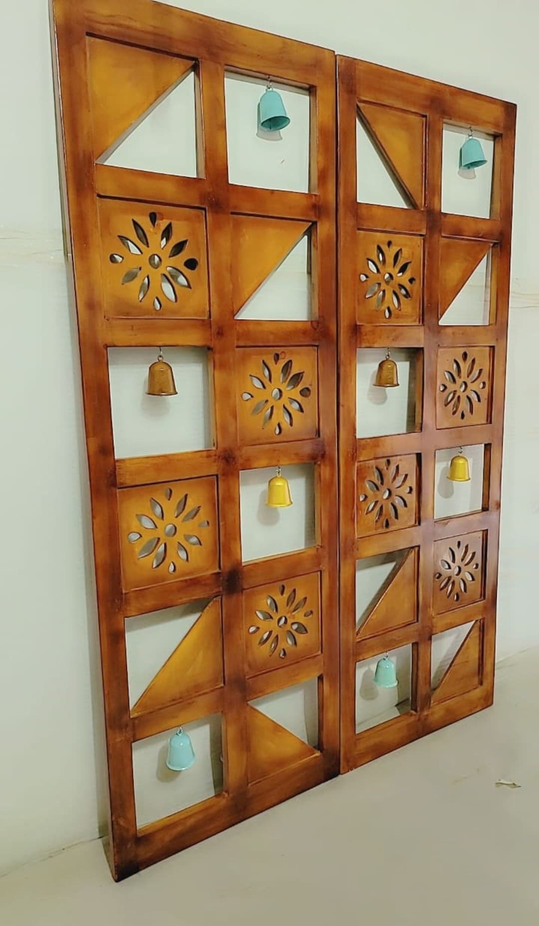 Wooden Sliding Door Indian Handmade Teak Wood Temple Door God Room Door ...