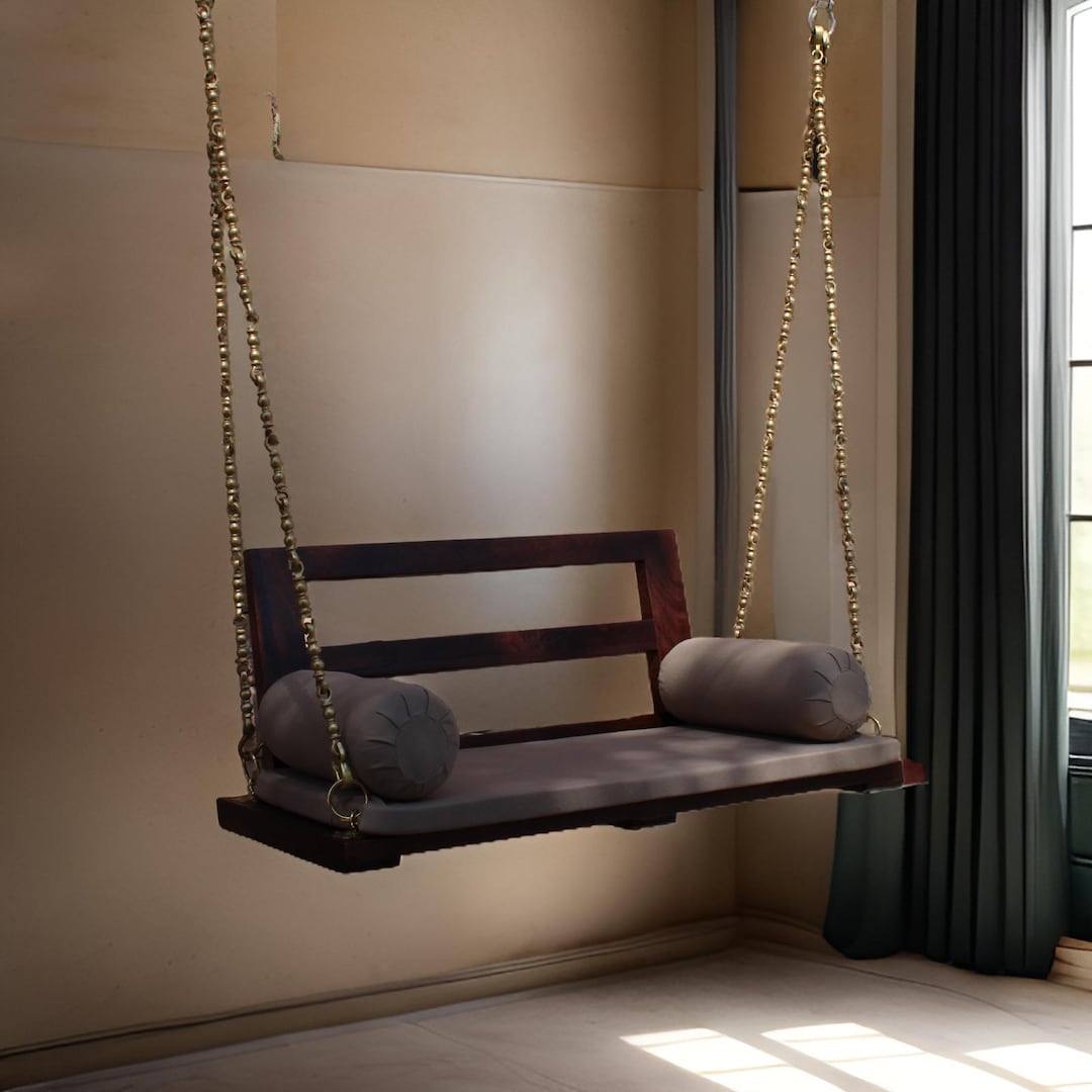 Wooden Swing Indoor Swing With Back Rest Wooden Swing Indian Handmade ...