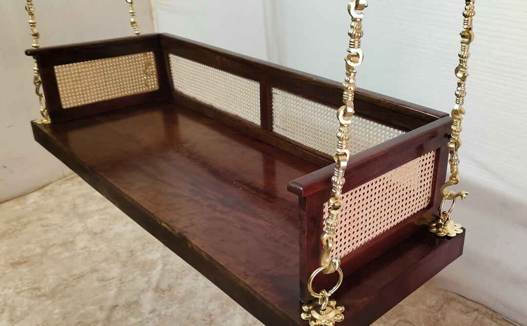 Wooden Swing Indoor Swing Cane Work Wooden Swing Indian Handmade Jhula ...