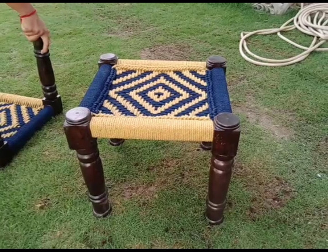Wooden Rope Charpai Pida Stool - Etsy