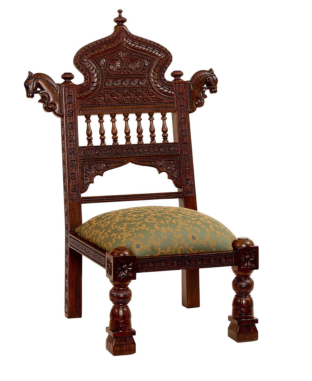 Wooden Low Height Fine Carved Chair Pida Chair With Cushion - Etsy