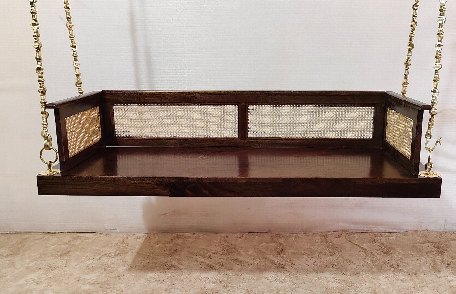 Wooden Swing Indoor Swing Cane Work Wooden Swing Indian Handmade Jhula ...