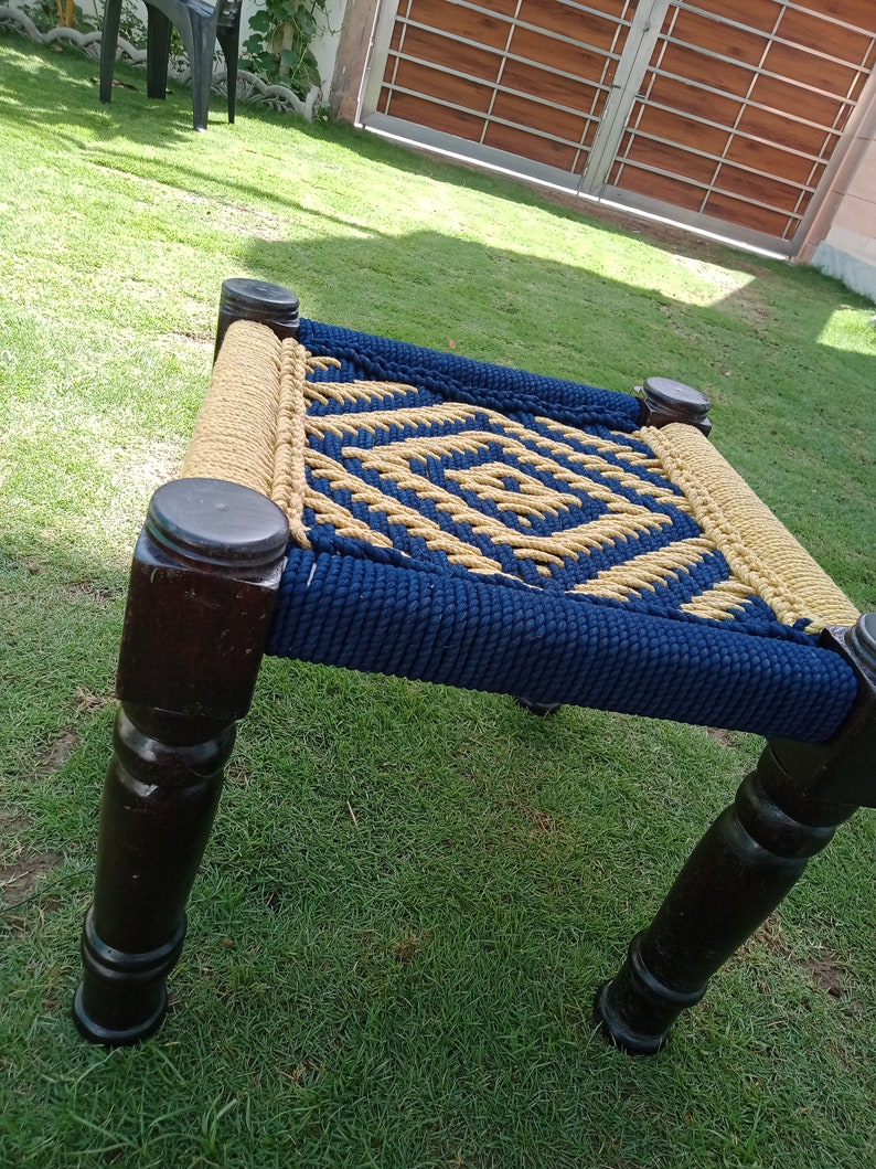Wooden Rope Charpai Pida Stool - Etsy