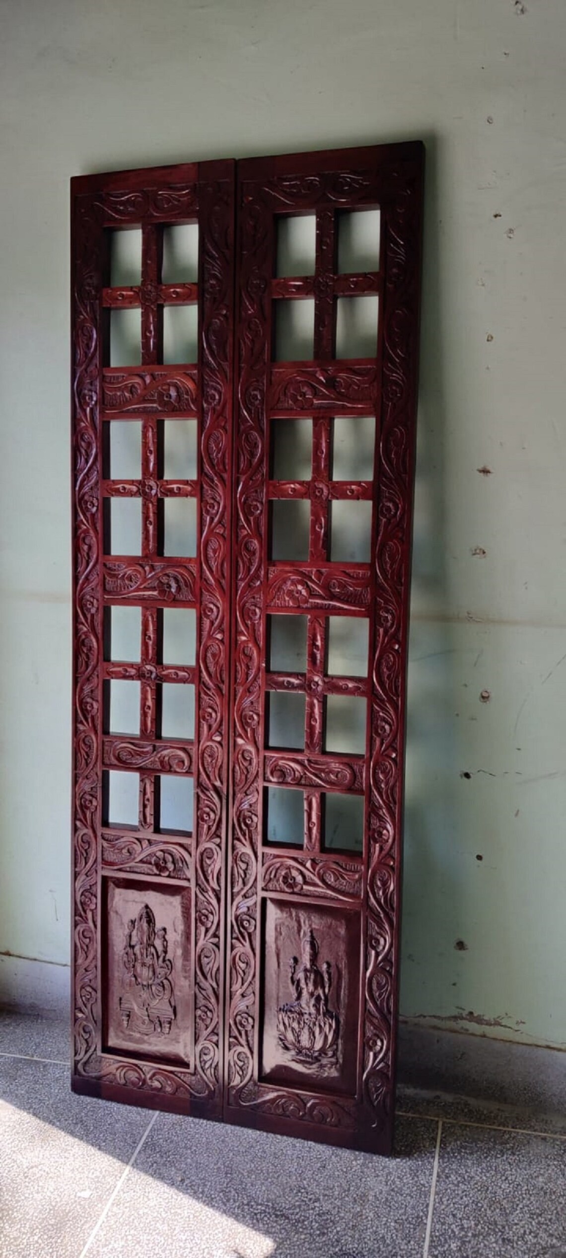 Pooja Room Door Indian Handmade Teak Wood Temple Door God Room Door ...