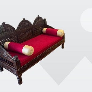 Wooden Carving Sofa Three Seater With Cushion With Table - Etsy