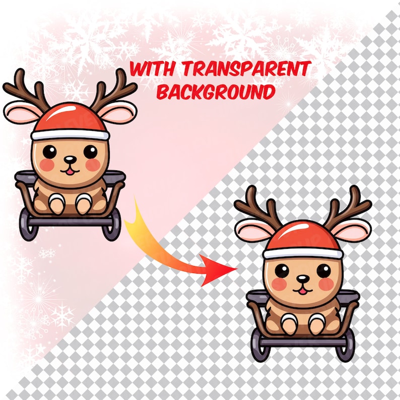 Kawaii Cute Reindeer Clipart Cute Christmas Reindeer PNG Bundle Funny ...