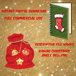 Cute Kawaii Christmas Clipart Bundle Transparent Printable Christmas ...