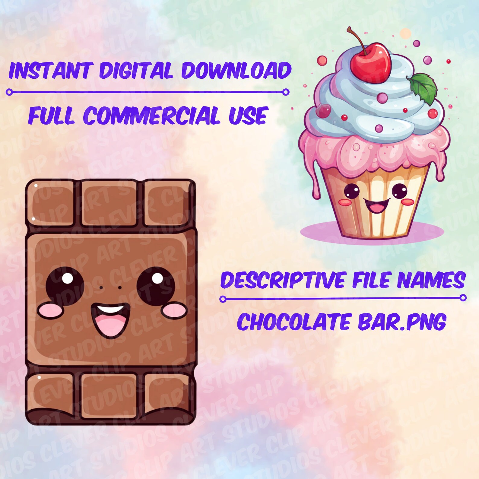 Cute Kawaii Sweet Treats Clipart Bundle Kawaii Downloadable Clipart ...