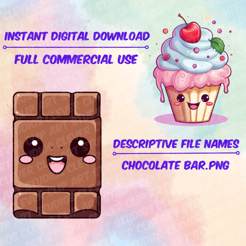 Cute Kawaii Sweet Treats Clipart Bundle Kawaii Downloadable Clipart ...