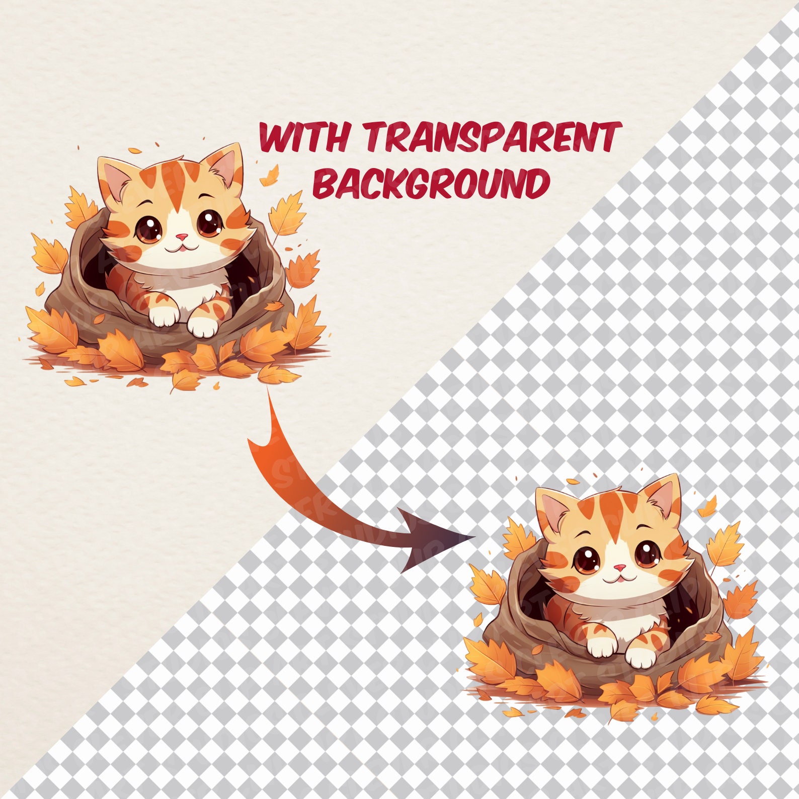 Cute Cozy Cats Clipart Bundle Autumnal Clipart Kawaii Cute Kitten ...