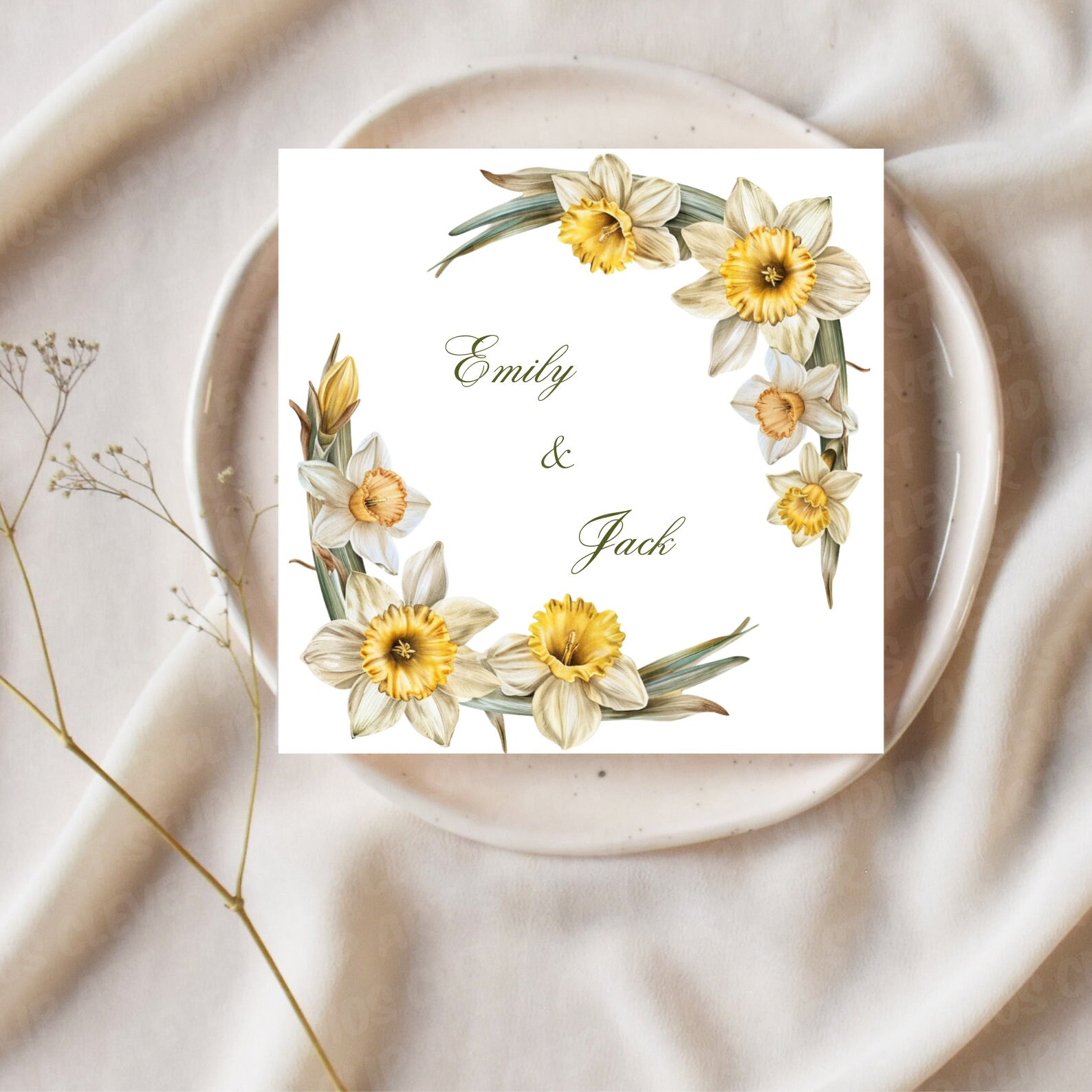 Watercolor Daffodil Clipart Bundle Narcissus PNG Bundle Yellow Wedding ...