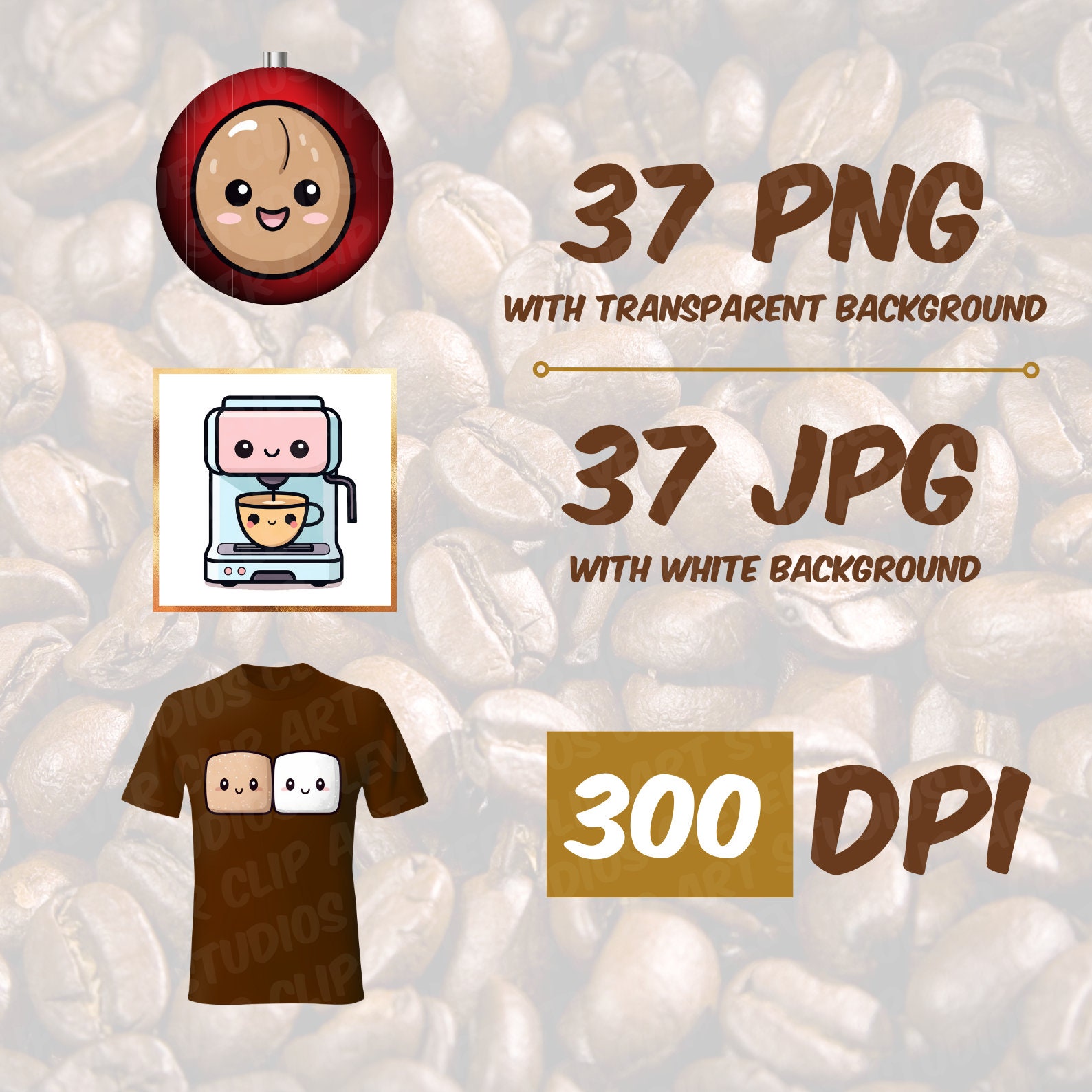 Kawaii Cute Coffee Clipart Collection Kawaii Coffee Cup PNG Bundle ...