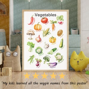 Vegetable Educational Print Poster Home Schooling Montessori Education ...