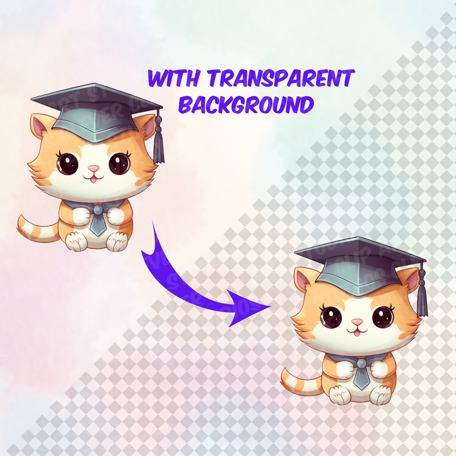 Cute Kawaii Cats Clipart Bundle Cute Kitten Clipart Transparent PNG ...