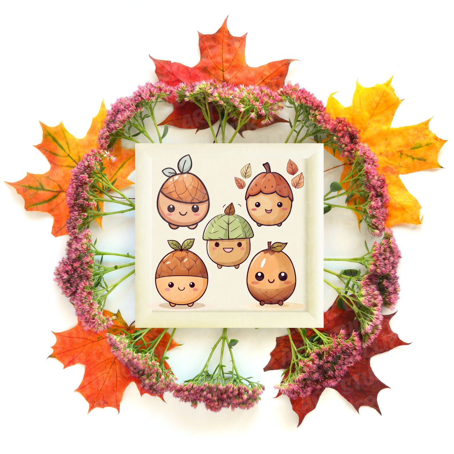 Kawaii Fall Cute Autumn Clipart Bundle Fall Vibes Transparent PNG ...