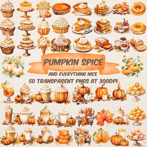 Pumpkin Spice Clipart PNG Bundle Cozy Clipart Cute Autumn Pumpkin ...