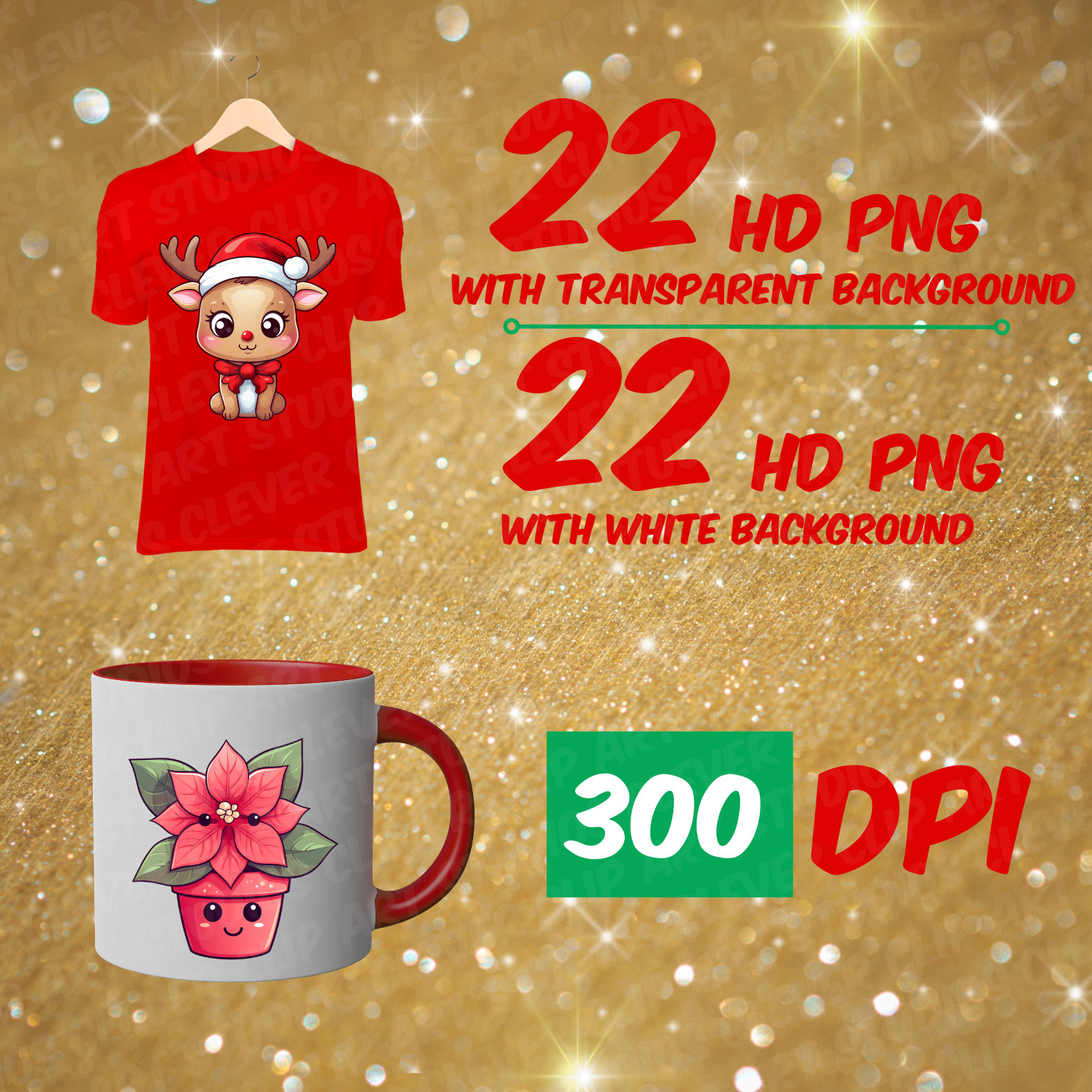 Cute Kawaii Christmas Clipart Bundle Transparent Printable Christmas ...