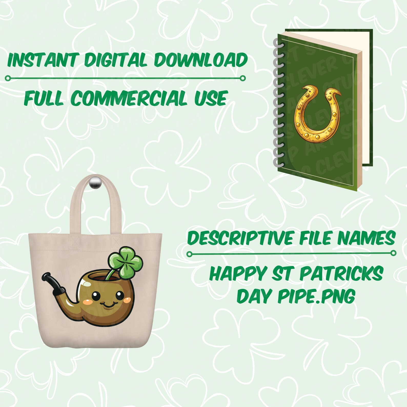 Cute St Patricks Day Clipart Bundle Kawaii Downloadable Happy St ...