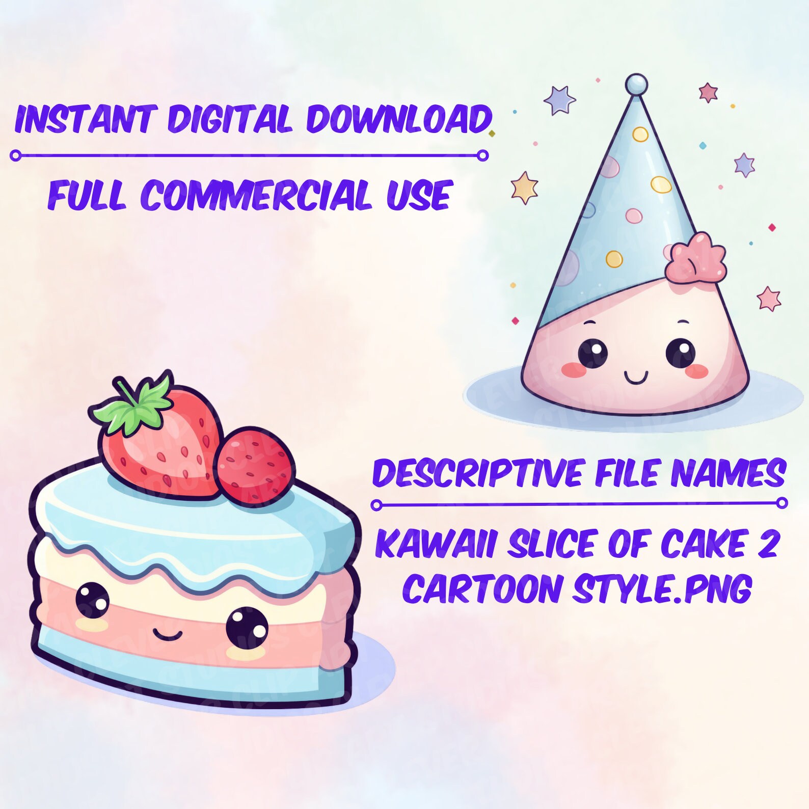 Cute Kawaii Birthday Clipart Bundle Kawaii Downloadable Birthday Art ...