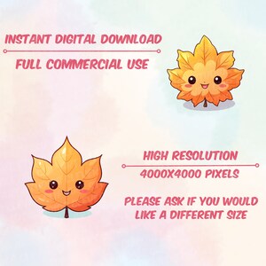 Kawaii Leaves Cute Fall Autumn Leaf Clipart Watercolor Botanical Art ...