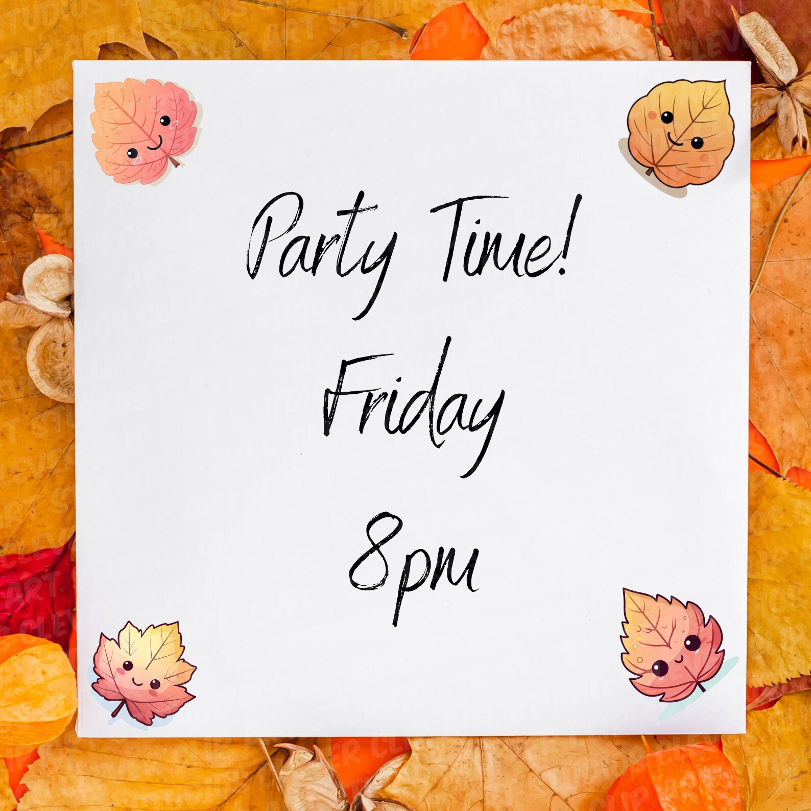 Kawaii Leaves Cute Fall Autumn Leaf Clipart Watercolor Botanical Art ...