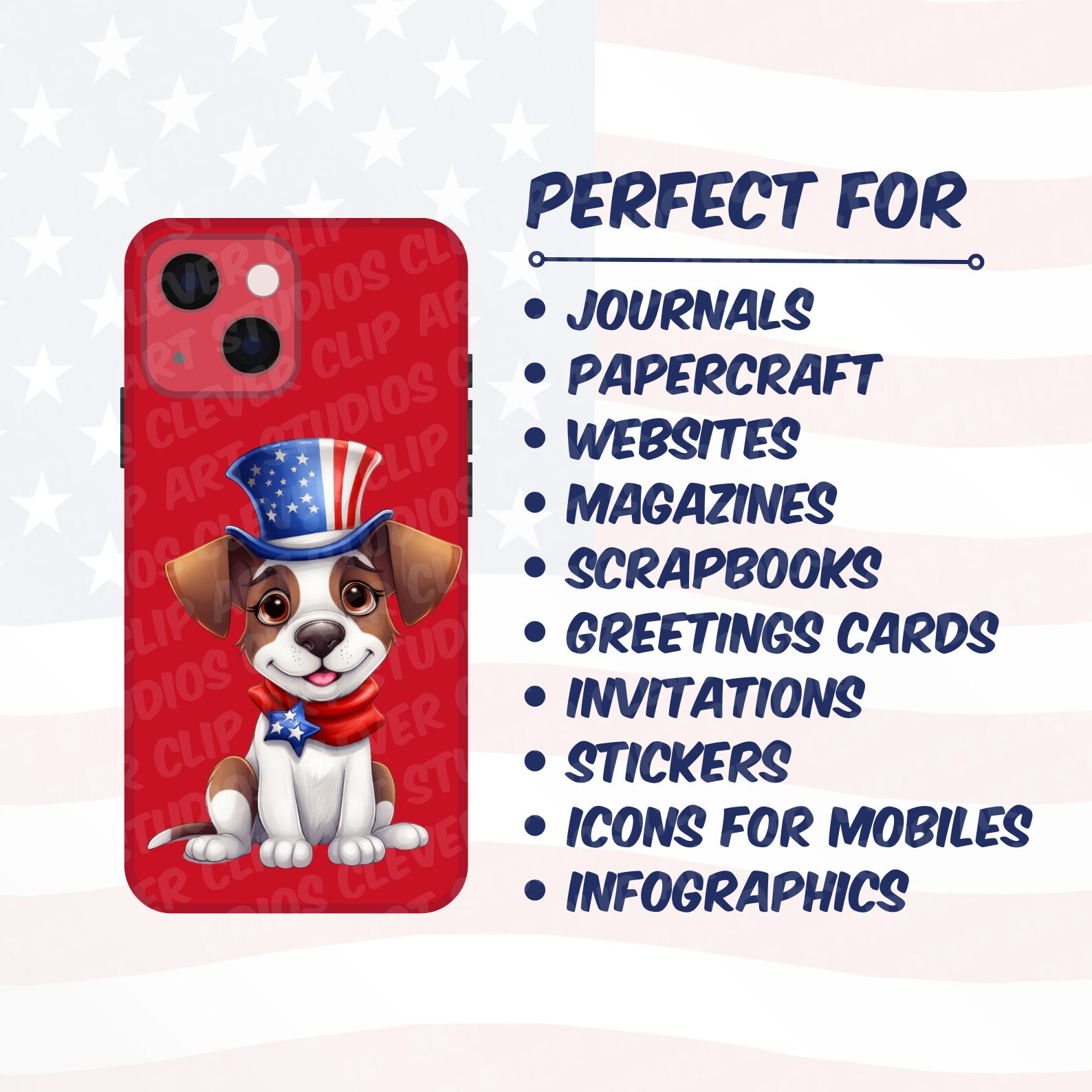 Cute Patriotic 4th July Clipart Mega Bundle USA Independence Day PNG ...