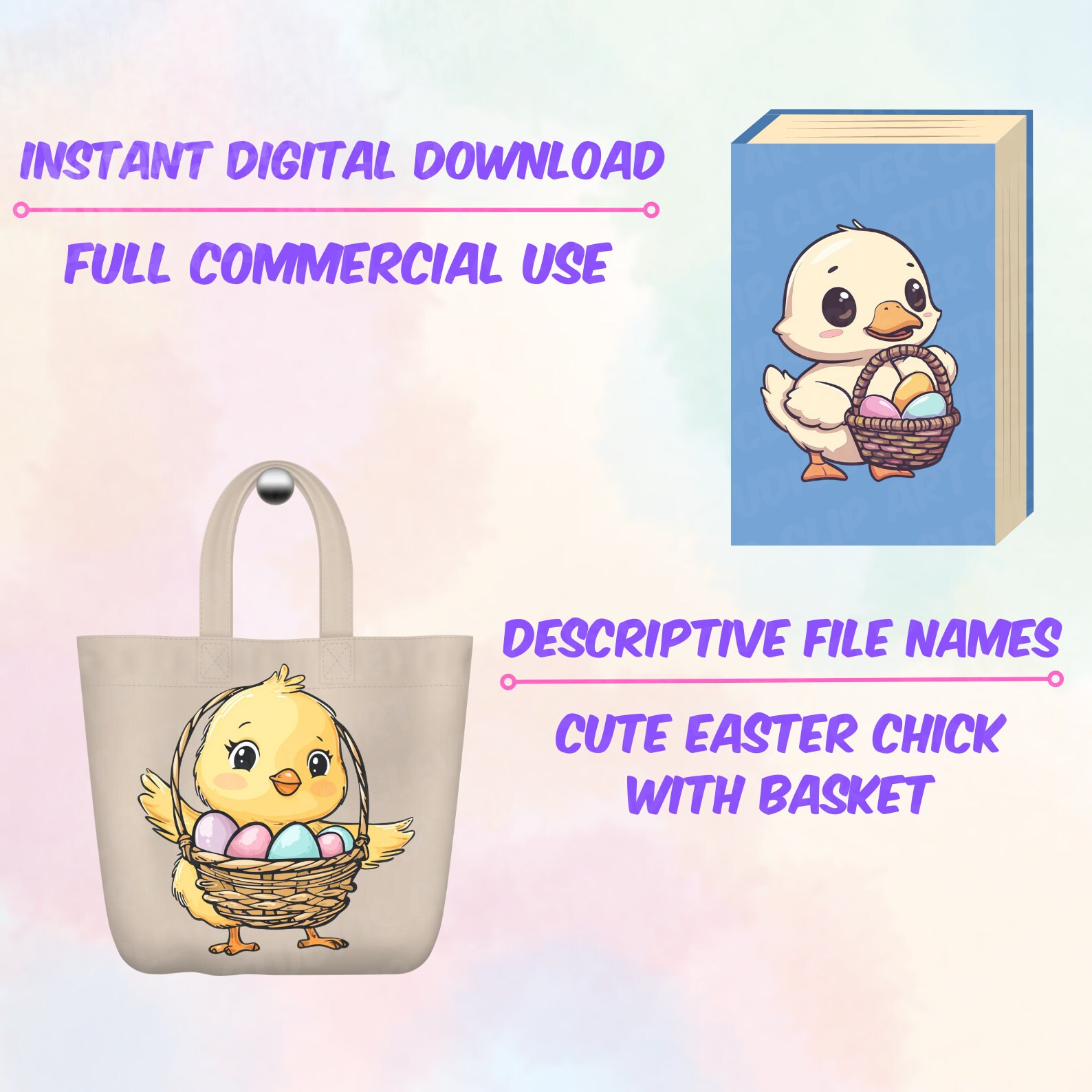 Cute Easter Clipart Bundle Kawaii Cute Easter PNG Bundle Kawaii Easter ...