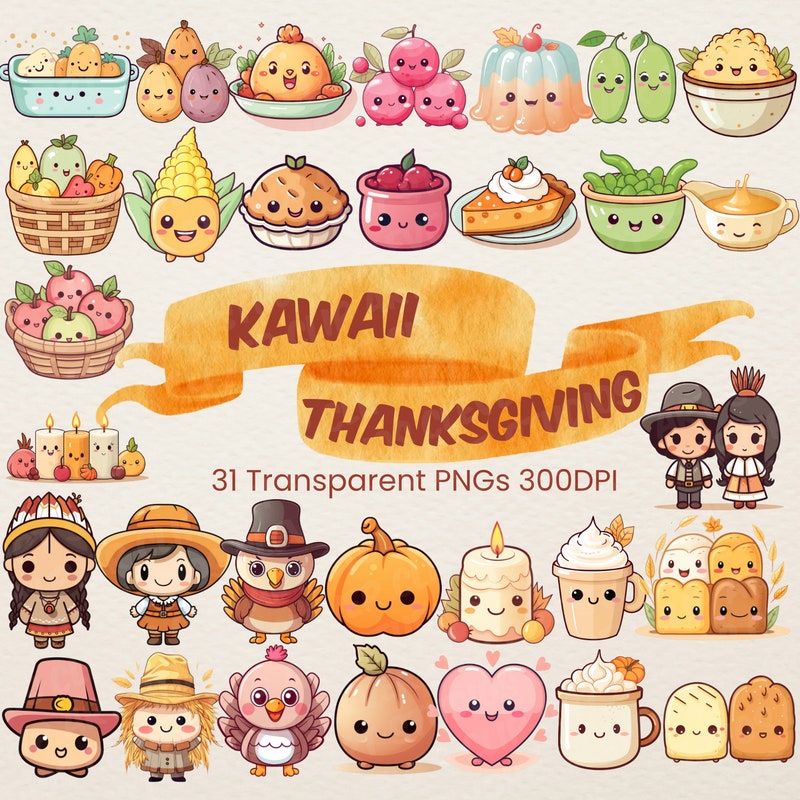 Cute Thanksgiving Clipart - Etsy