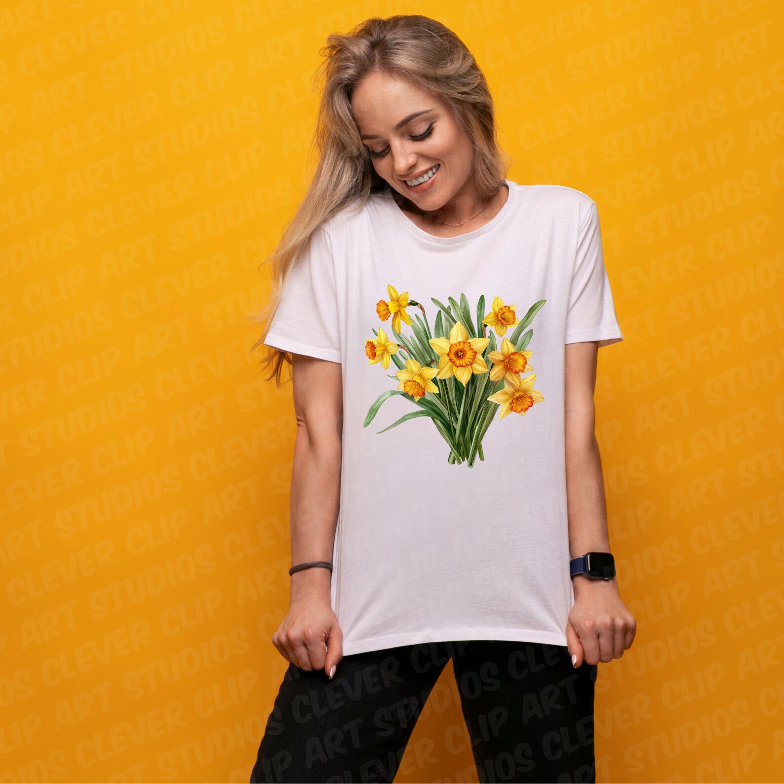 Watercolor Daffodil Clipart Bundle Narcissus PNG Bundle Yellow Wedding ...